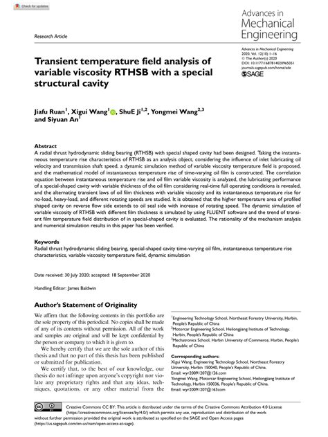 Pdf Transient Temperature Field Analysis Of Variable Viscosity Rthsb With A Special Structural
