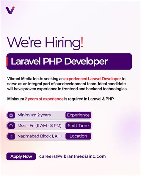 Vibrant Media Inc On Linkedin Laravel Laraveldeveloper Php Hiring Karachi Vmi