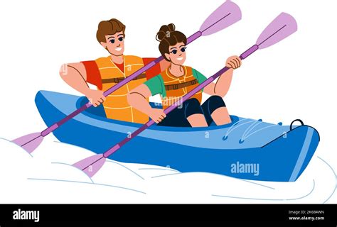 Couple Kayaking Vector Stock Vector Image And Art Alamy