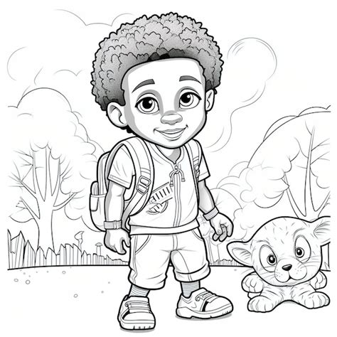 Livro de colorir para crianças estilo de desenho animado menino