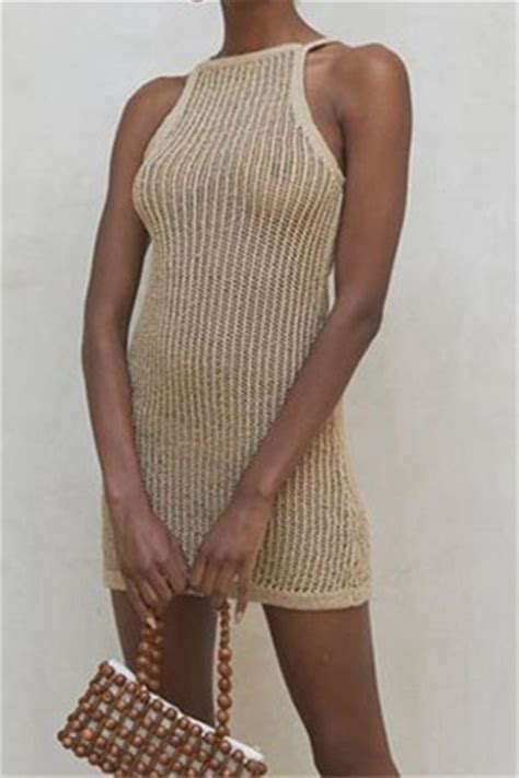 Wholesale Summer See Through Knitted Stretch Sexy Beach Dress Cover Ups