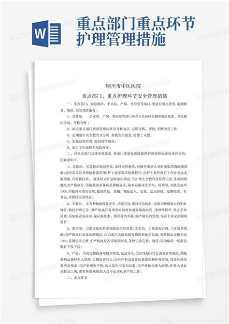 重点部门重点环节护理管理措施Word模板下载 编号qvgybjbe 熊猫办公