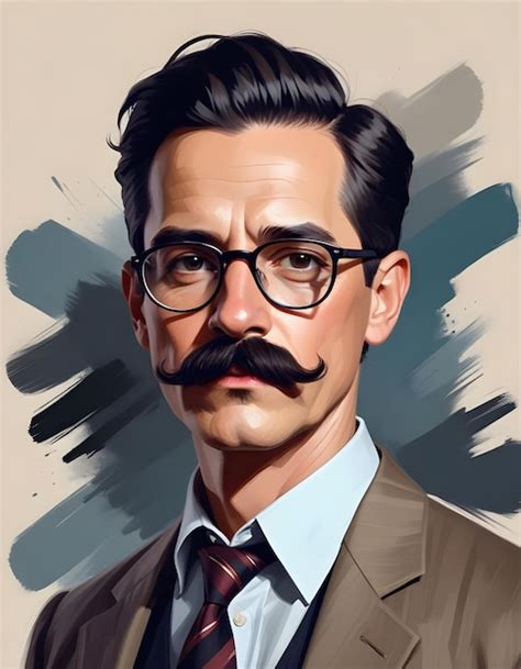 A Drawing Of A Man With Glasses And A Mustache Premium Ai Generated Image