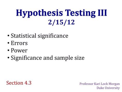PPT Hypothesis Testing III PowerPoint Presentation Free Download ID