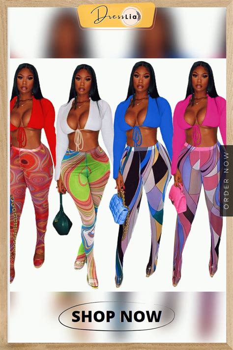 Low Cut Bandage Crop Top Tie Dye Pants Set In 2024 Tie Dye Pants