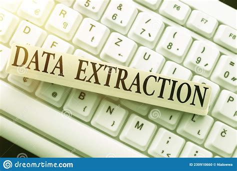 Conceptual Caption Data Extraction Business Concept Act Or Process Of Retrieving Data Out Of