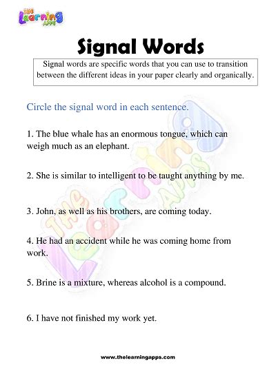 Signal Words Worksheets For Grade 3