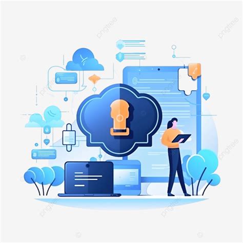 Digital Data Protection Illustration With Cyber Security Cartoon Character Cloud Computing