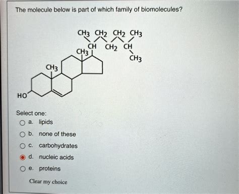 The molecule below is part of which family of biomolecules? CH3 CH2 CH2 ...