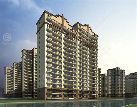 现代简单的高层住宅小区建筑3d模型下载 Cg爱好者网免费cg资源ae模板3d模型分享平台