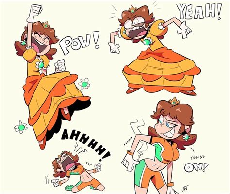 Princess Daisy And Striker Daisy Mario And 2 More Drawn By Joshdamn23