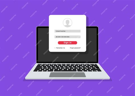 Premium Vector Login Form On Laptop Screen Laptop With Login And