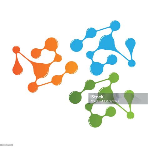 뉴런 로고 셀 Dna 네트워크 벡터 및 입자 기술 간단한 일러스트레이션 템플릿 디자인 3차원 형태에 대한 스톡 벡터 아트 및