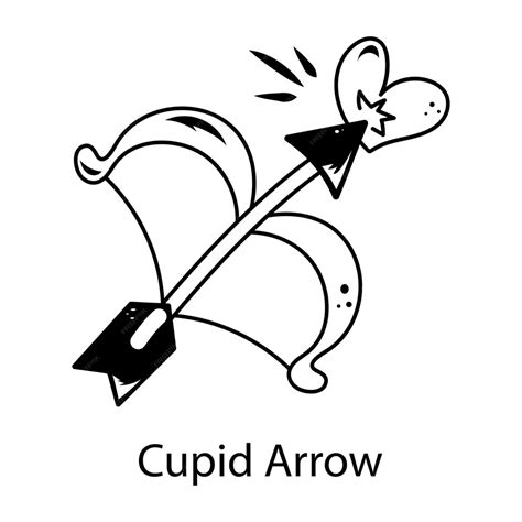 Un Icono Dibujado A Mano De La Flecha De Cupido Vector Premium