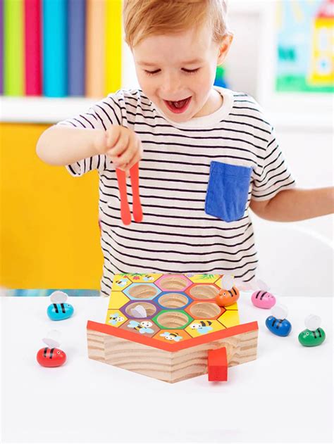 Wooden Bee House Clamp Bee To Hive Matching Game Montessori Color