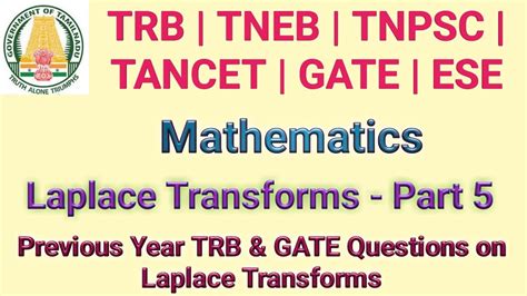 Previous Year Trb And Gate Questions On Laplace Transforms Part 5 Trb