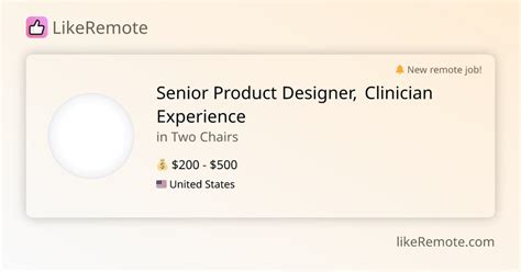 📩 Senior Product Designer Clinician Experience At 🏢 Two Chairs Salary