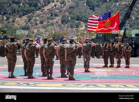 U S Marines With The School Of Infantry West Salute The Colors
