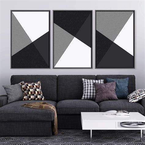Black And White Triangles Canvas B 40 X 60cm Framed Gallery Wrap Artofit