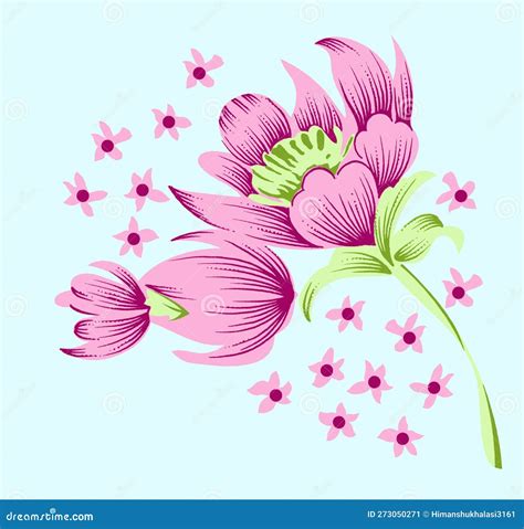 Water Color Hand Drawn Flower Bunch With Leaves Stock Illustration For