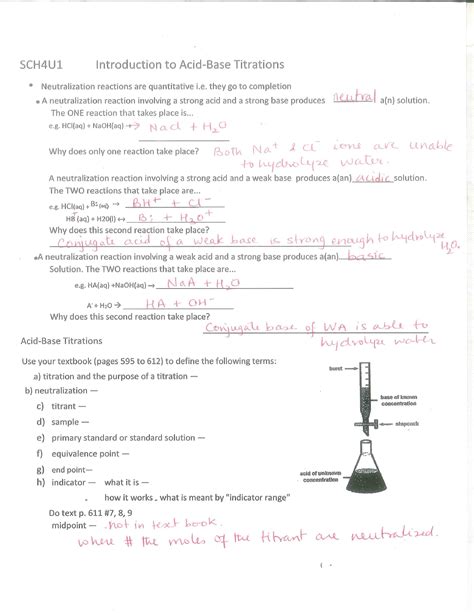Intro to acid base titrations-solutions - SCH4U1 Introduction to Acid ...