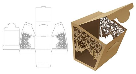 3d Mockup Of A Locked Diecut Template Flip Box With Stenciled Arabic