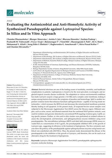 Pdf Evaluating The Antimicrobial And Anti Hemolytic Activity Of Synthesized Pseudopeptide