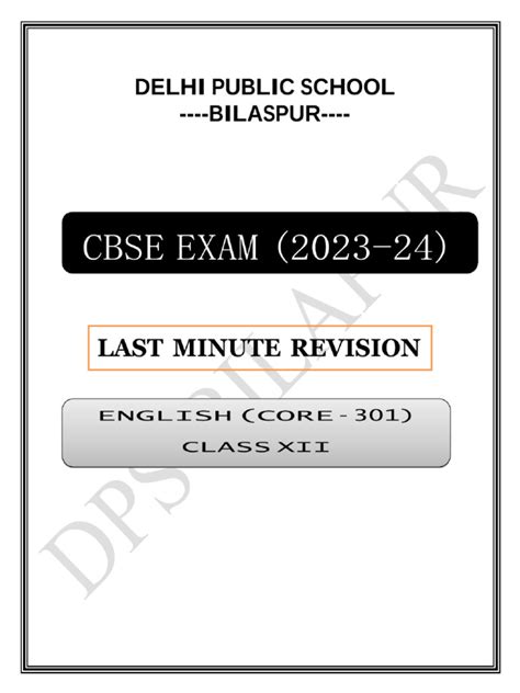 Last Minute Revision For Class Xii Board Examiation Pdf