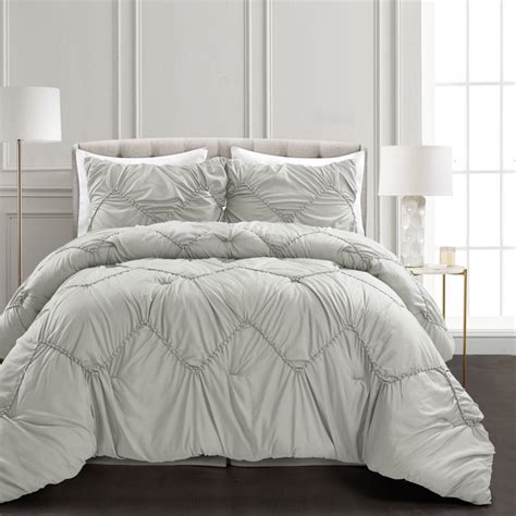 Lush Decor Light Gray Microfiber 3 Piece Comforter Set And Reviews Wayfair