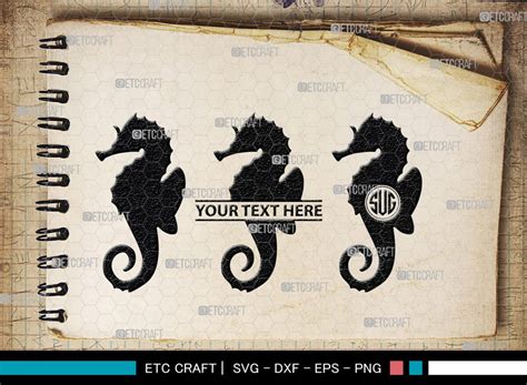 Seahorse Monogram Seahorse Silhouette Seahorse Svg Sea Animal Svg