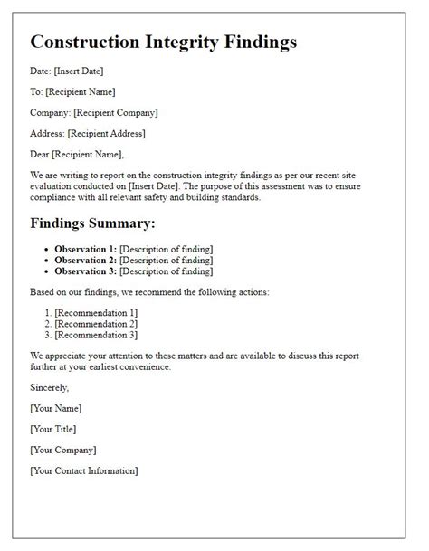 Letter Template For Structural Integrity Report Free Samples In Pdf