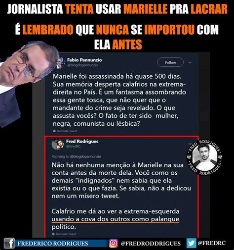 Jornalista tenta usar Marielle para lacrar e é lembrado que nunca se importou ela antes