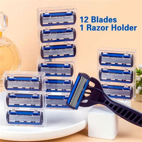 1 Handle 12 Blades Men Women Manual Safety Razor 6 Layer Stainless