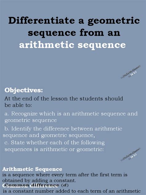 Quarter 1 Lesson 6 Differentiate Geometric And Arithmetic Sequence