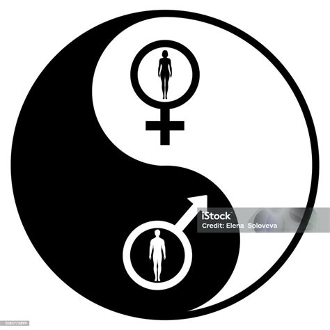 Symbole Ying Yang Silhouette Dun Homme Et Dune Femme Vecteurs Libres De