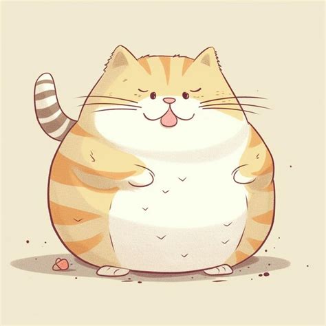 Premium Photo Cartoon Cat With A Big Belly And A Big Belly Sitting On