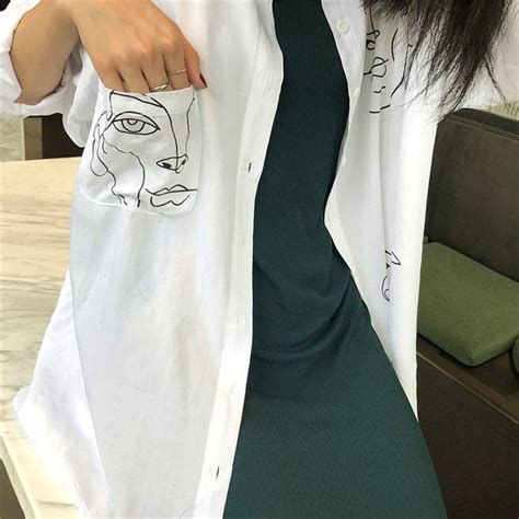 Itgirl Shop Aesthetic Clothing Faces Drawnings Long Oversized