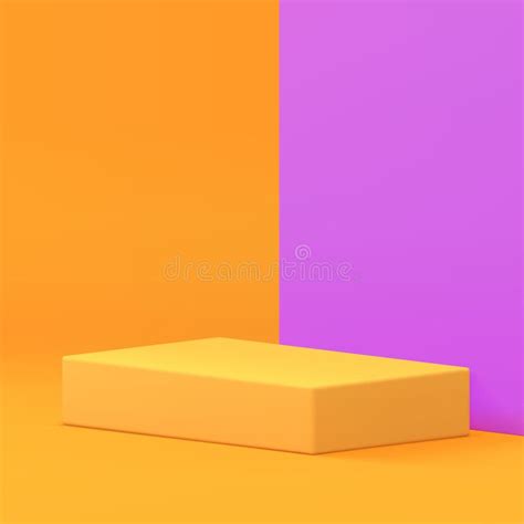 3d Yellow Rectangle Podium Pedestal Modern Bright Stand For Product