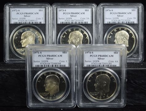 At Auction 5 Silver Proof Ike Pr 68 Dcam Different Dates
