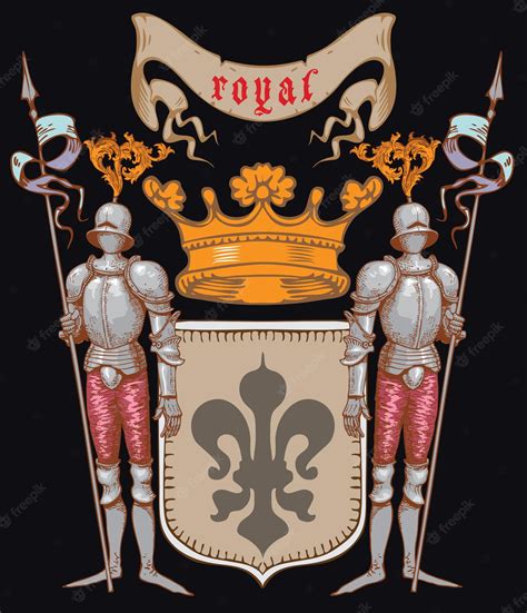 Premium Vector Vector Image Of A Medieval Coat Of Arms With Knights