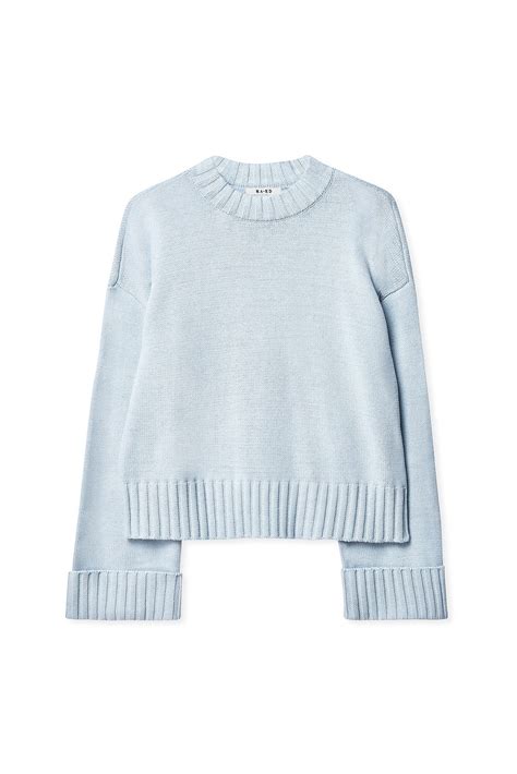 Folded Sleeve Knitted Sweater Blue Na Kd