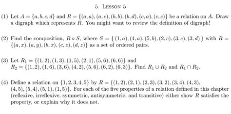 Solved 5 LESSON 5 1 Let A A B C D And R A A A Chegg Com