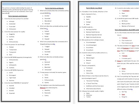 Ks And Ks Vocabulary And Verbal Reasoning Worksheet Synonyms Antonyms