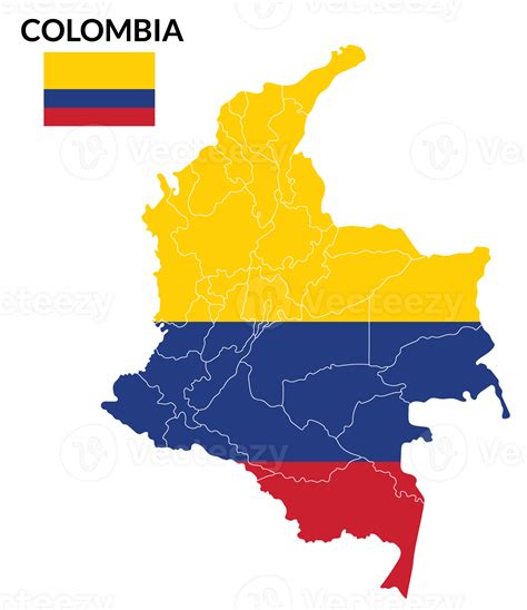 Colombia Mapa Mapa De Colombia Con Colombia Bandera 36876155 Png