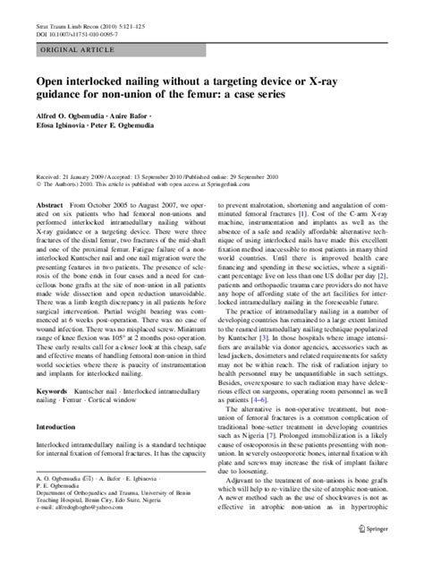 Pdf Open Interlocked Nailing Without A Targeting Device Or X Ray
