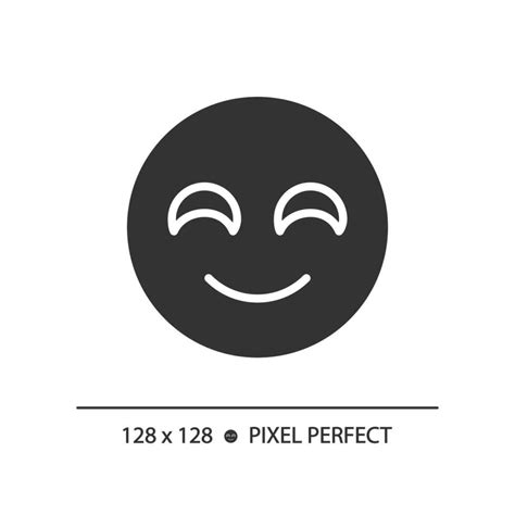 Smiling Emoji Pixel Perfect Black Glyph Icon Positive Reaction On Product Happy Face