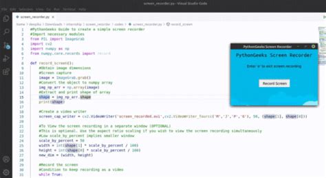 Python Screen Recorder Python Geeks