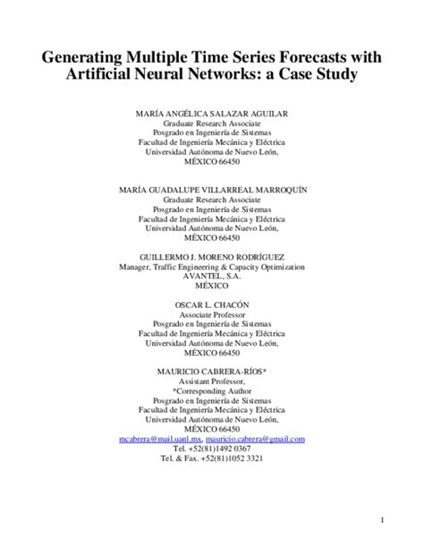 Pdf Generating Multiple Time Series Forecasts With Artificial Neural