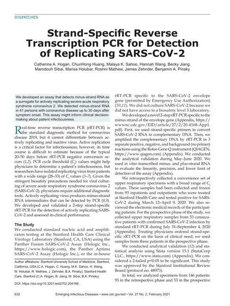 Pdf Strand Specific Reverse Transcription Pcr For Detection Of