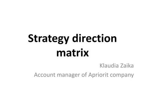 Strategy Direction Matrix Pdf